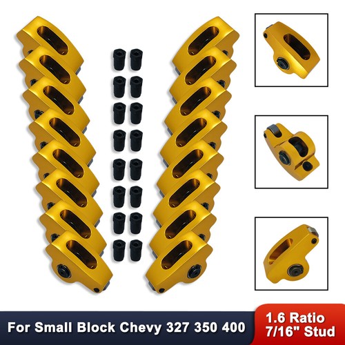 Chevy SBC 327 350 400 7/16" Full Roller Rocker Arms Set Aluminum 1.6 ...