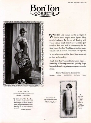1925 BON-TON CORSET LINGERIE DORIS KENYON MOVIE STAR SEXY FASHIONAD ...