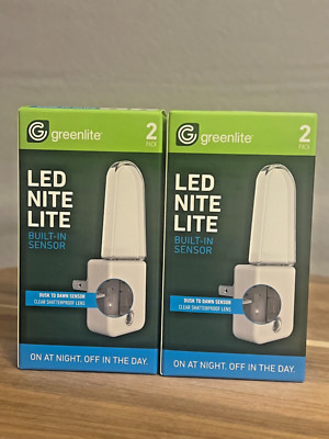 Greenlite LED Nite Lite Built in sensor 2 pack x2 (CLEAR) Total of 4 lights | eBay
