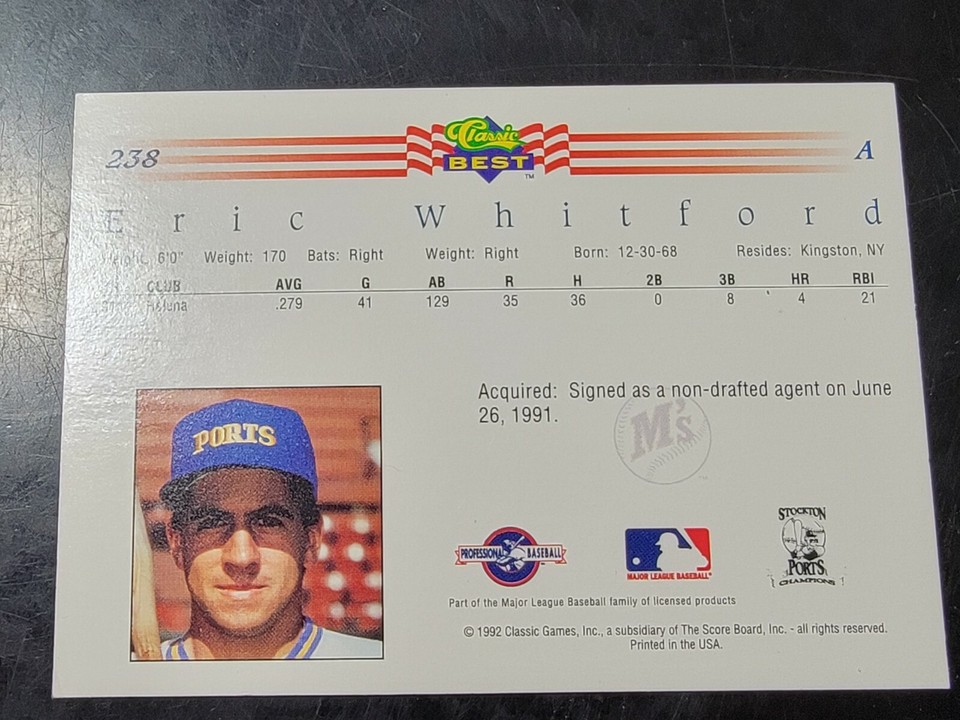 1992 Classic Best Baseball #238 Eric Whitford | eBay
