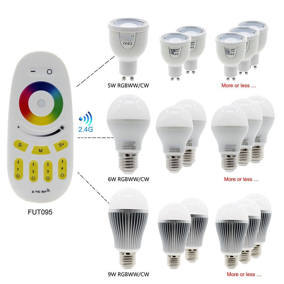 RGBW LED AC86-265V GU10 5W / E27 6W 9W RGBWW / RGBCW Remote Control ...