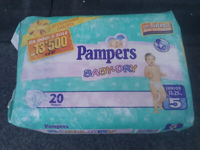 Vintage Diapers PAMPERS BABY DRY 20 Nappies 11-25Kgs / up 55 LBS NOS ...