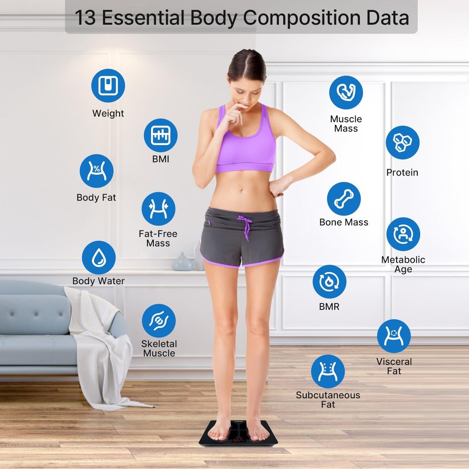 Rechargeable Smart Scale, Digital Weight Scale for Body Weight ...