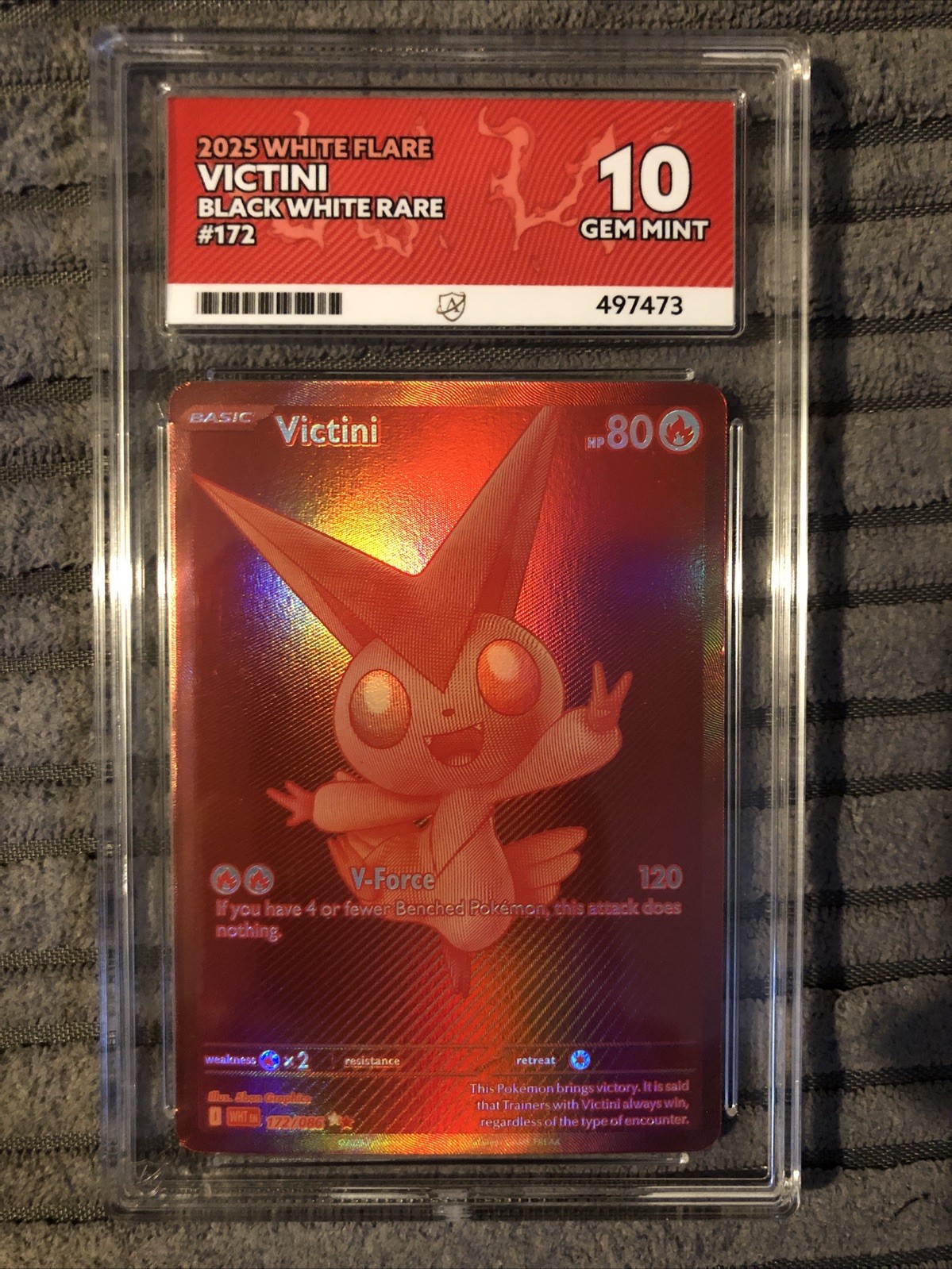 Pokemon TCG White Flare English Red Victini Card 172/086 Ace Grading ...