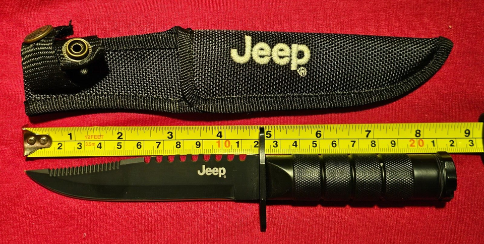 JEEP Survival Knife Fixed Blade Stainless DCC 2008 Combat Black Sheath ...