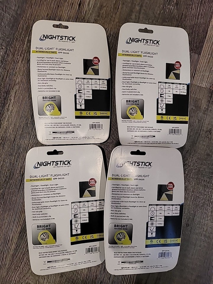 Four Nightstick Safety Rated LED Dual-Light Flashlight, Neon Green, XPP ...