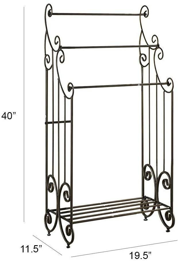 Brown Finish Metal Quilt Rack Blanket Stand 3 Tier Towel Storage ...