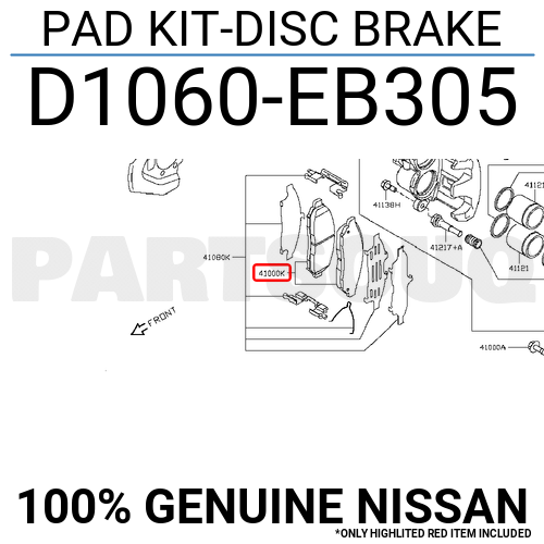 D1060EB305 Genuine Nissan PAD KIT-DISC BRAKE D1060-EB305 | eBay