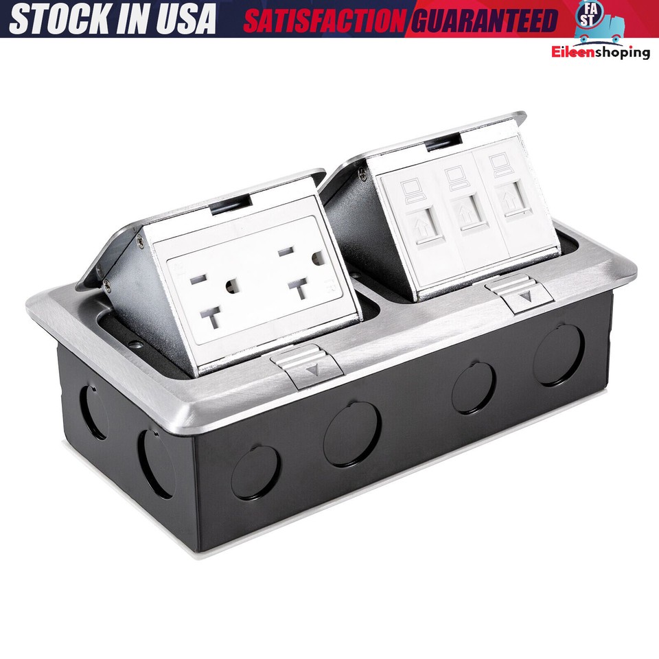 Floor Electrical Outlet Dual Pop Up Floor Outlet Box Multiple Sockets ...