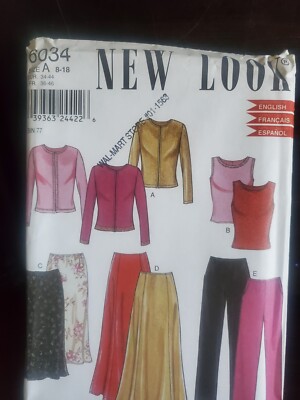 New Look Pattern #6034 Women's Jacket, Pants, Skirt, Top Sz 8-18 Uncut ...