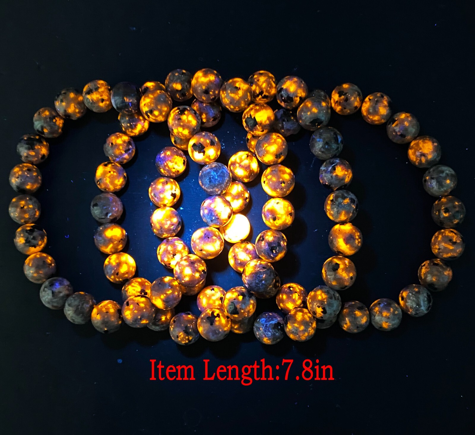 9.7mm Under UV Very Bright Yooperlite Yooper Stone Rock Beads Bracelet ...