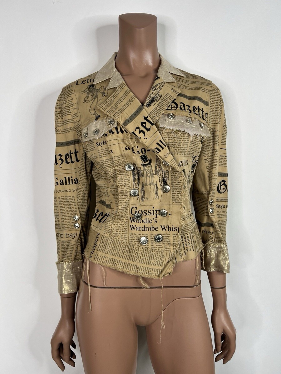 Vtg John Galliano Tan SS2005 Gazette Print Jacket S 38 | eBay Vtg John Galliano Tan SS2005 Gazette Print Jacket S 38 | eBay