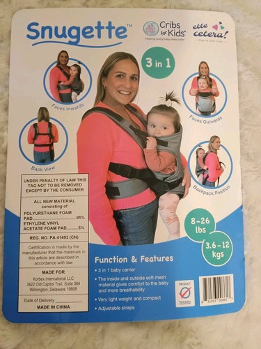 KORBEX BABY Snugette Cribs for Kids 3 in 1 Baby Carrier ~ SCLB500D | eBay