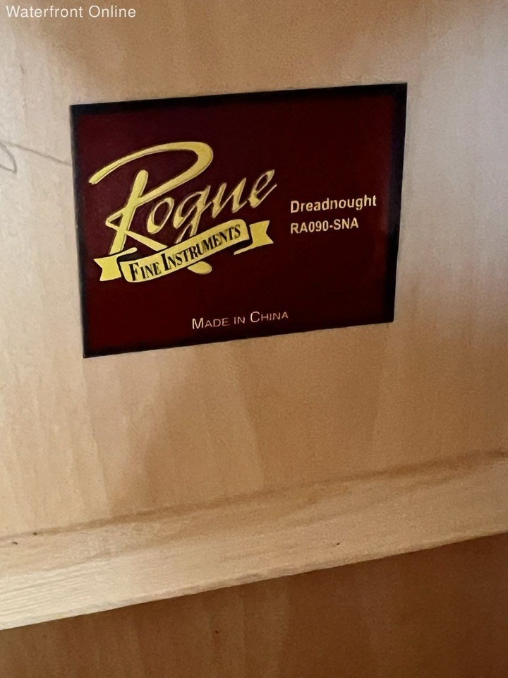 Rogue RA-090-SNA Dreadnought Acoustic Guitar Natural Finish w/ Gig Bag ...