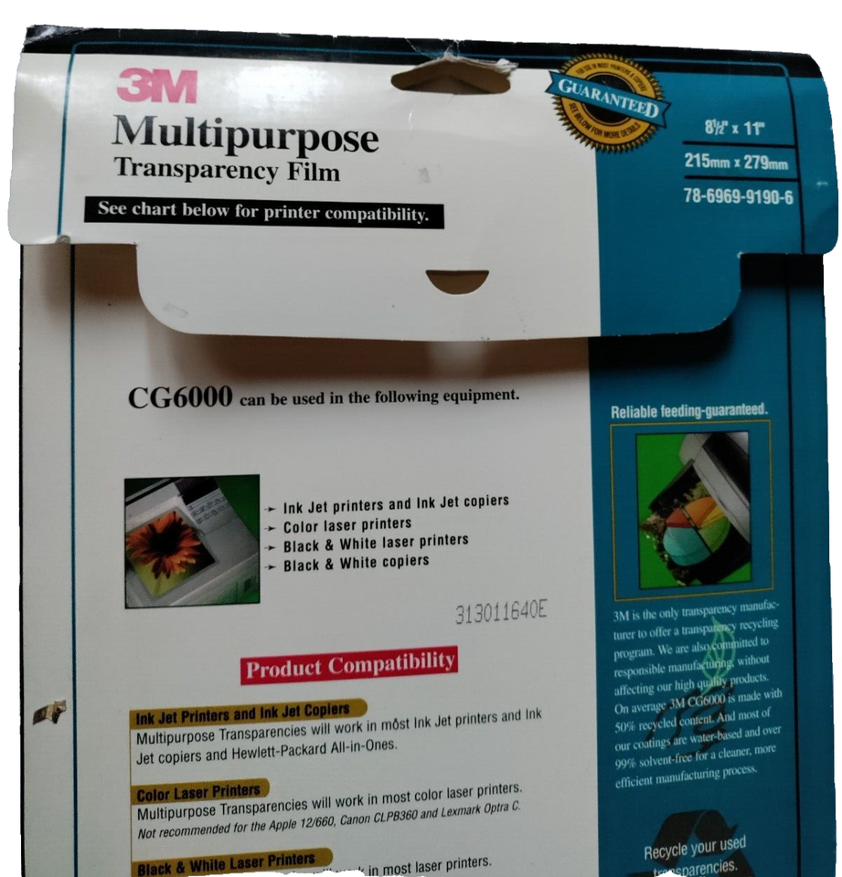 3M Multipurpose Transparency Film 8.5 X 11 In 15 Count For Inkjet ...