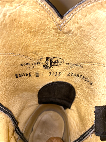 Justin Men's Black Kipskin Classic Leather Roper Boots Size 8.5 EE ...