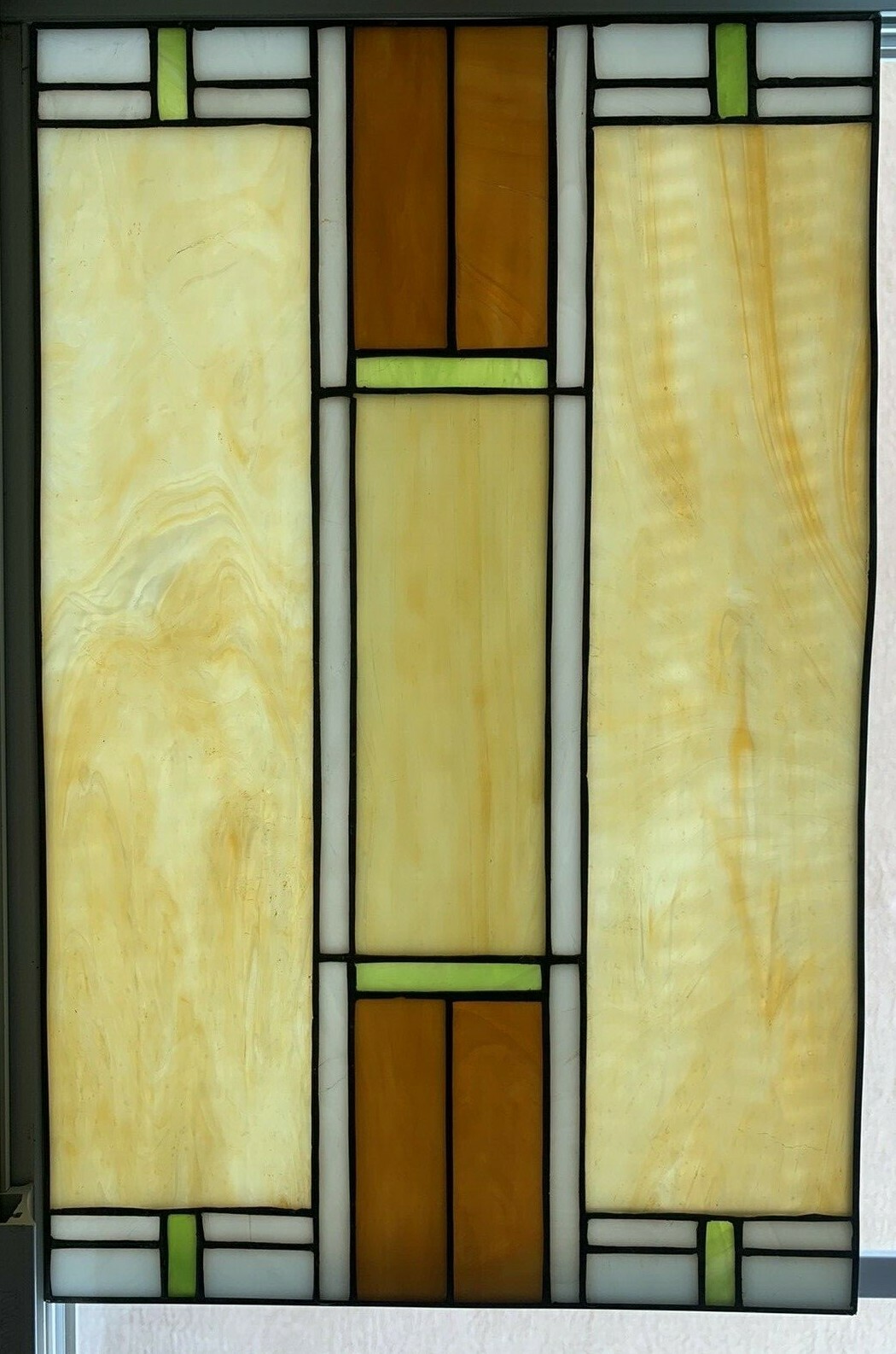 VTG Mission Style MCM Stained Glass Window Panel 17" | eBay