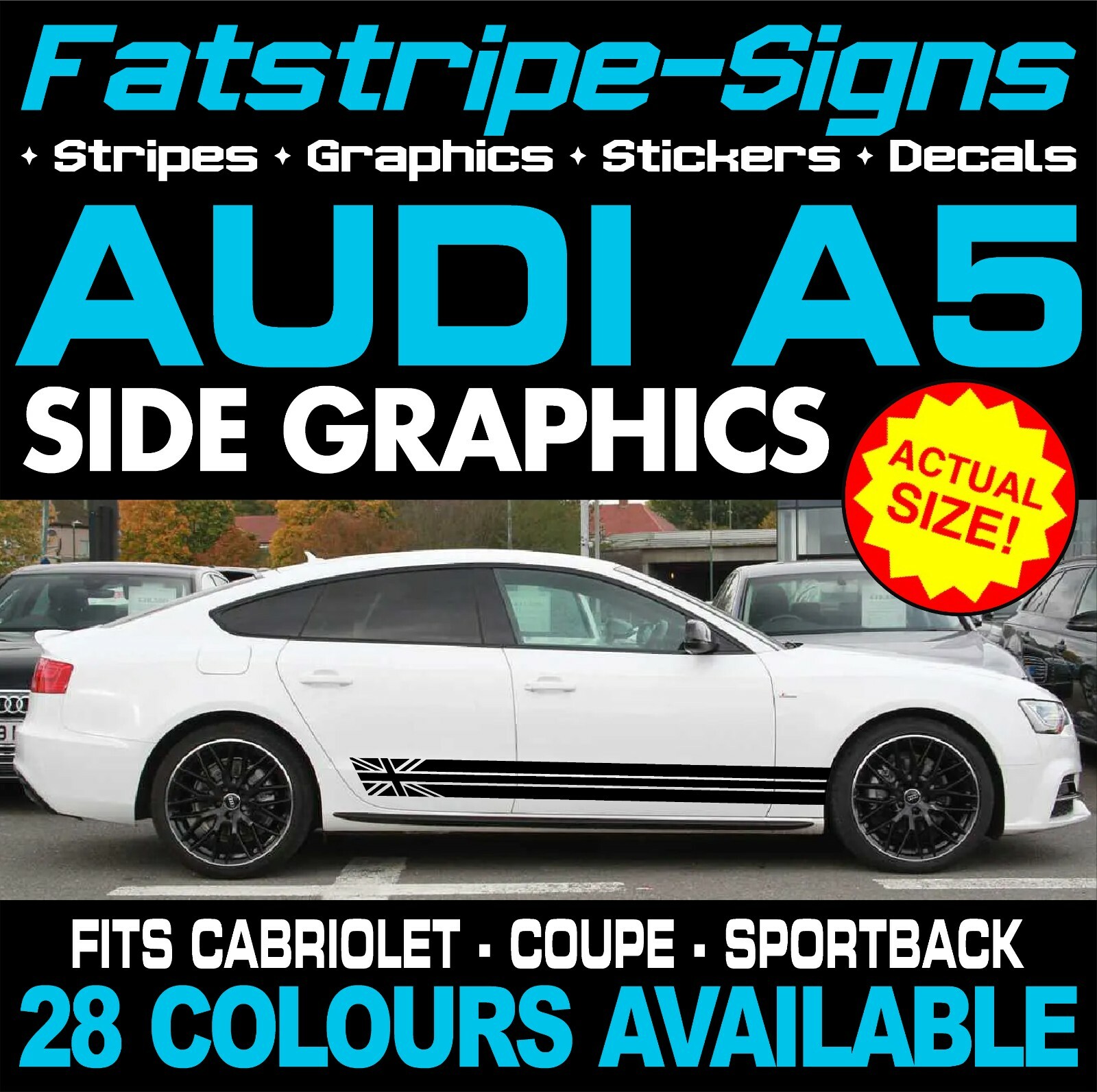 to fit AUDI A5 GRAPHICS STRIPES STICKERS DECALS CAB COUPE S5 RS5 S-LINE ...