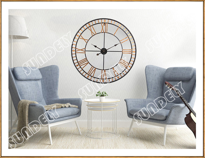 Stunning Extra Large 80cm Gold Metal Wall Clock Skeleton Wall Clock ...