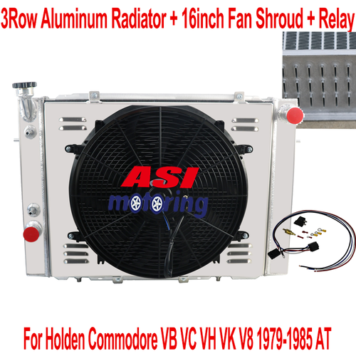 3 Row Radiator+Shroud Fan+Relay Fit Holden Commodore VB VC VH VK V8 ...