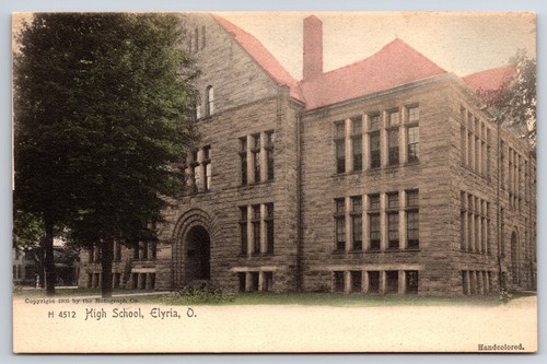 High School c1905 Elyria Ohio OH Hand Colored Vintage Rotograph ...