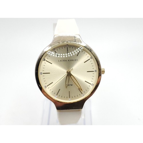 Laura Ashley Watch Women New Battery Gold Tone White Band 36mm | eBay