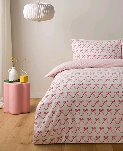 ASDA GEORGE WHITE PINK BOW CUTE GIRL REVERSIBLE DOUBLE SIZE DUVET SET ...