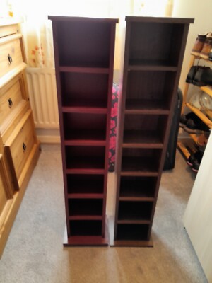 Two MDF CD/DVD Tower Storage Units, Laminate Finish, PLEASE READ ...