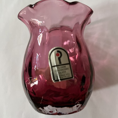 Pilgrim Cranberry Glass Vase Bud Vase Label | eBay