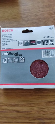 Bosch 2608605085 Random orbit sanding discs 150mm,40G,Red for wood.Pack ...