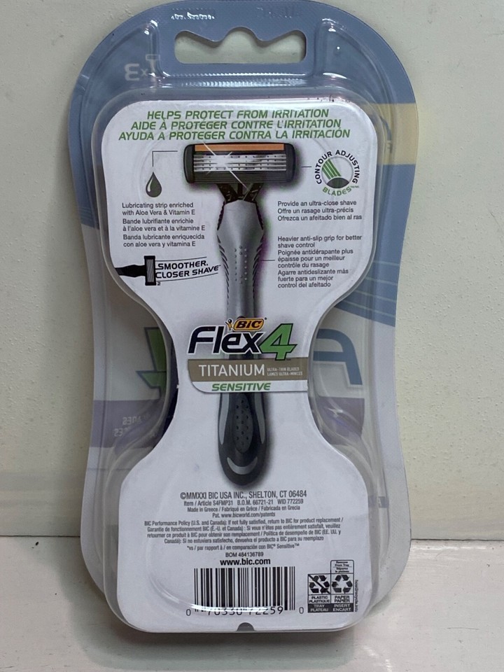 BIC Flex4 Titanium Sensitive Pivot Ultra Thin Blades Disposable Razors ...