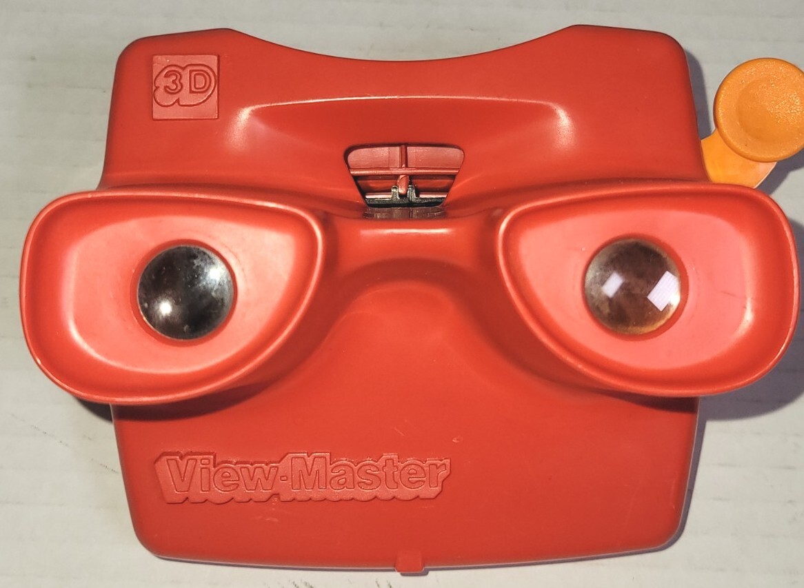 Vtg 1983 3D VIEW-MASTER Red Reel Viewer ~Orange Handle Viewmaster ...