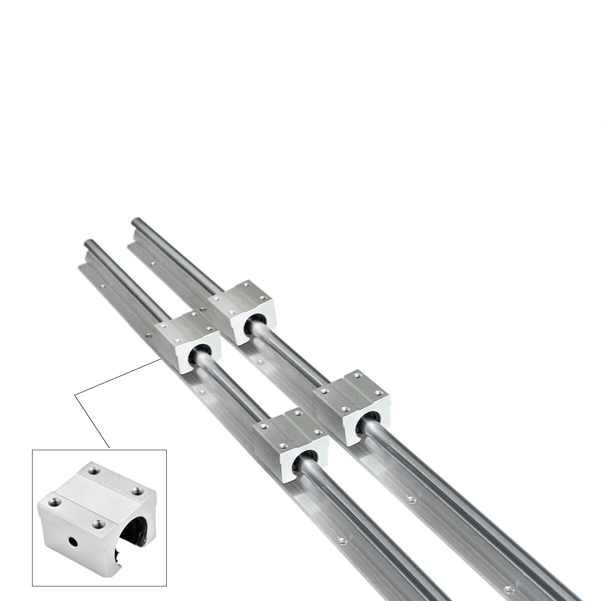 SBR20 Linear Rail Guide 300-3000mm Slide Shaft Rod Set 4X SBR20UU ...