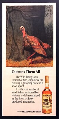 1984 Wild Turkey Bird art by Ken Davies "Outruns Them All" vintage ...