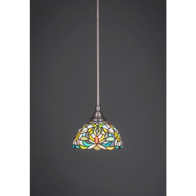Toltec Lighting Stem Mini Pendant, 7â€ Kaleidoscope Tiffany Glass - 23 ...
