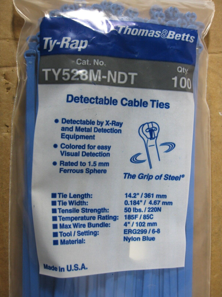 100 PCS Thomas Betts Ty-Rap TY528M-NDT 14.2” Nylon Cable Tie 50 lbs ...