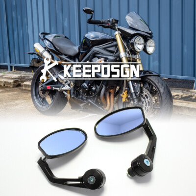 7/8" Bar End Mirrors Anti-Glare Rearview For Triumph Street Triple 675 ...