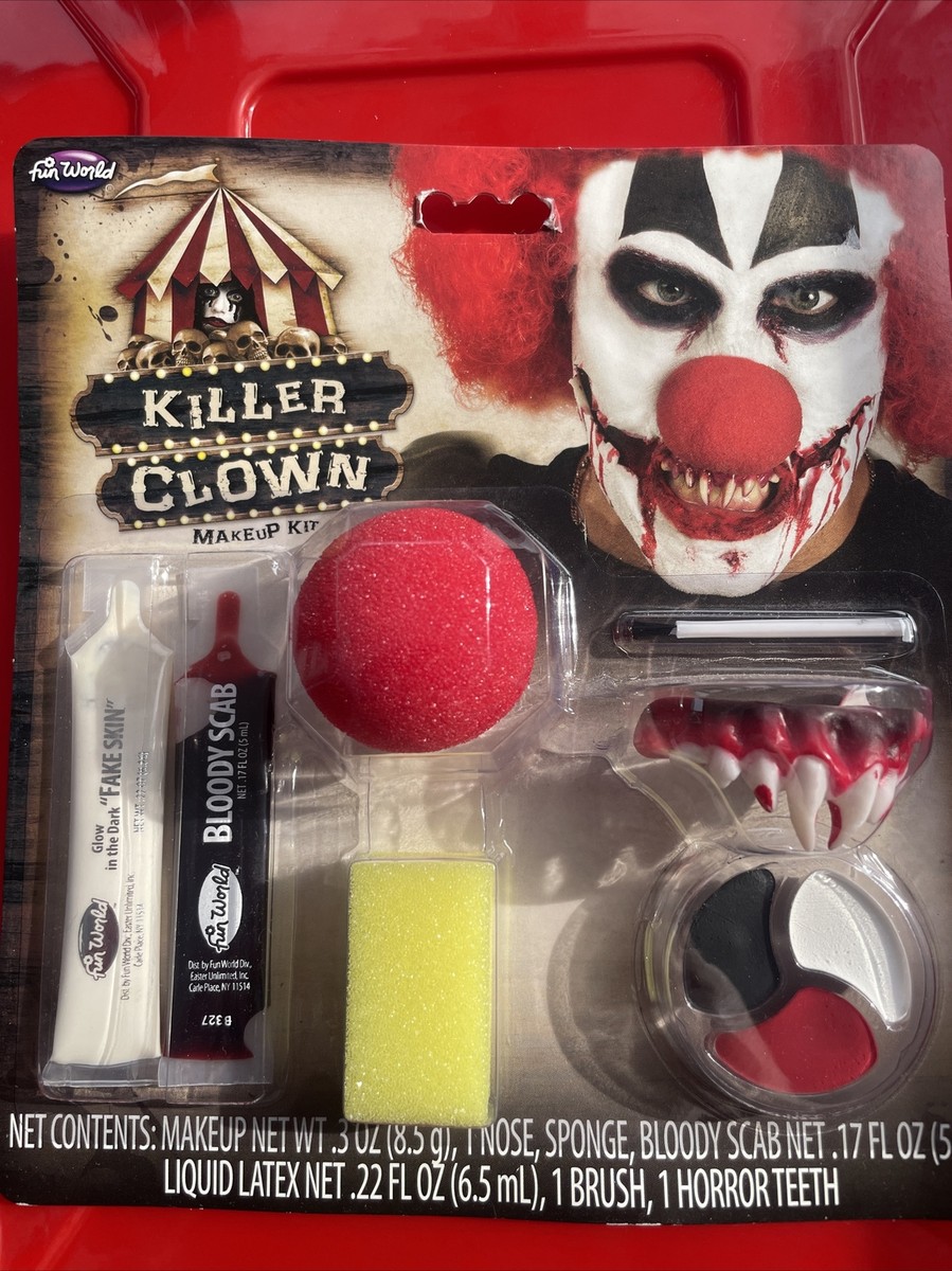 Killer Clown Makeup Killer Clown Make Up Kit Horror Teeth Red Nose