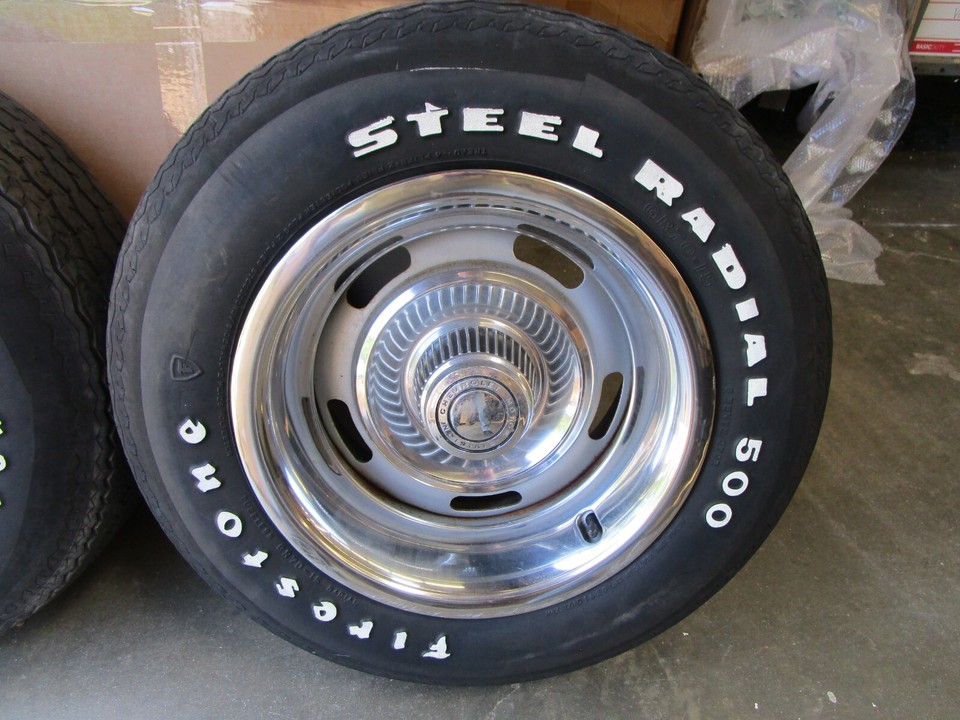 73/77 corvette rally wheels/ tires firestone steel radial 500 car set ...