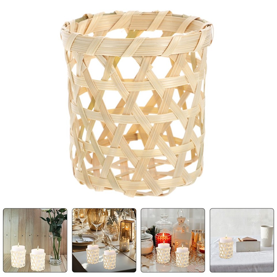 4 Pcs Woven Flowerpot Protectors Bamboo Holders Arrangement Sleeves ...