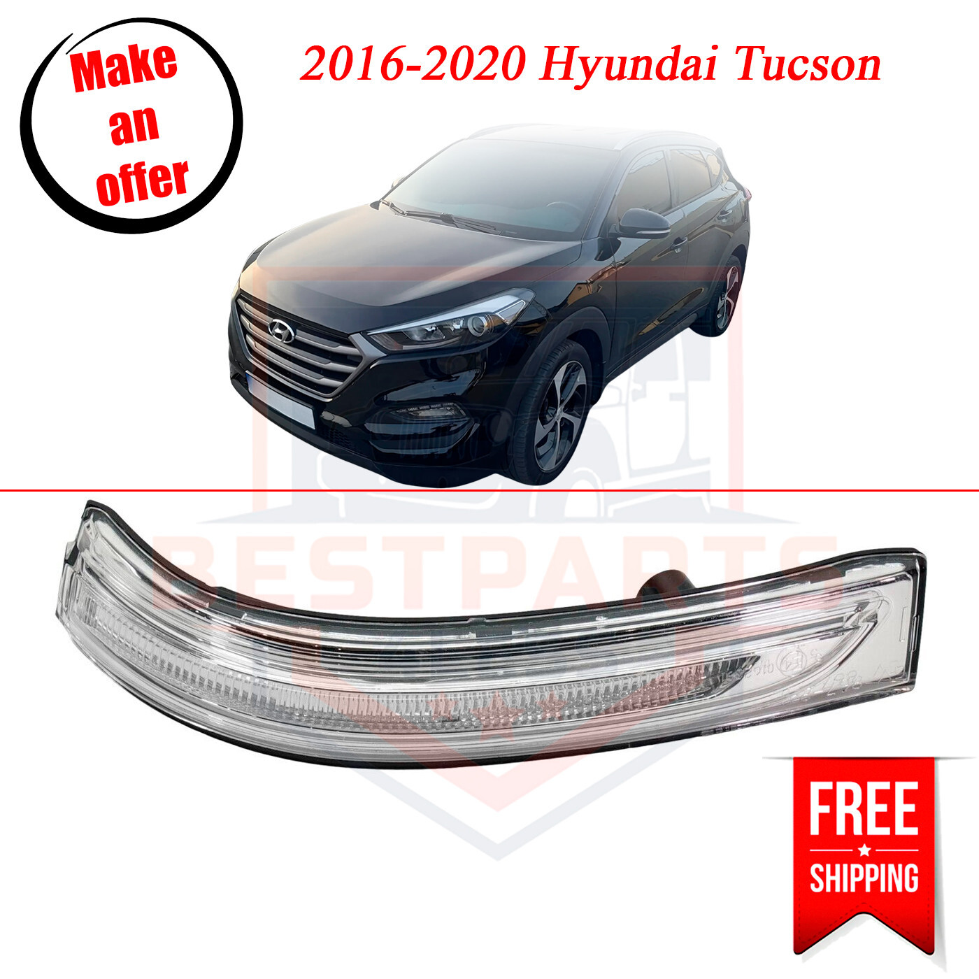 New Mirror Turn Signal 87613D3000 left side for 16-17 & 19-20 Hyundai ...