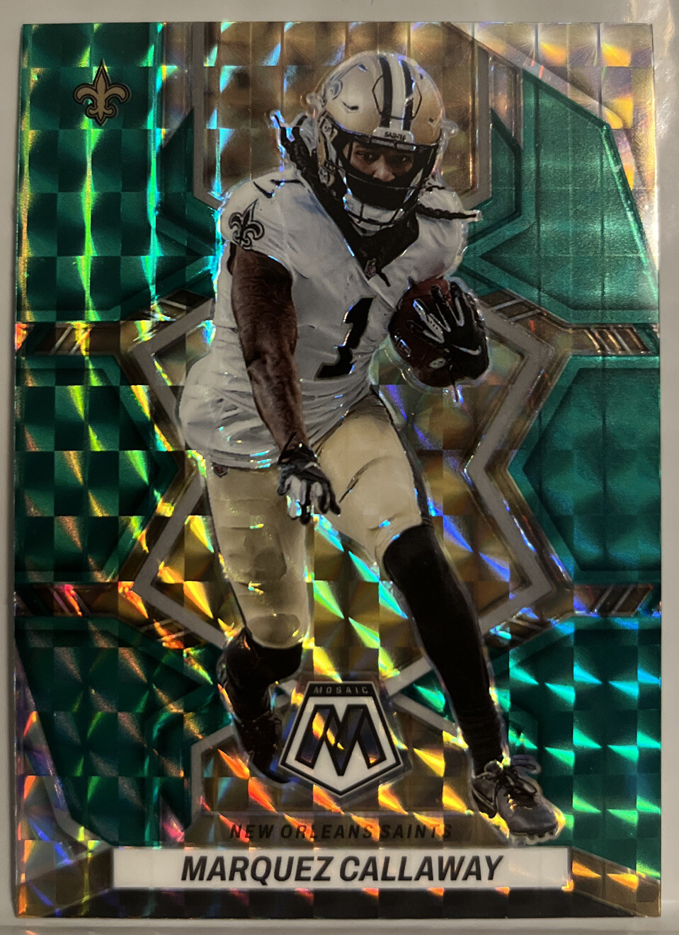 Marquez Callaway 2022 Mosaic Football Green Prizm Card #141 New Orleans ...