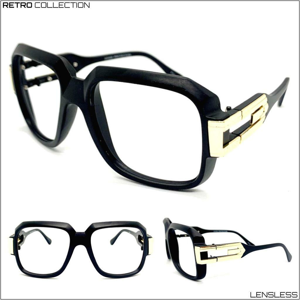 Oversize Retro Hip Hop Large Matte Black Lensless Eye Glasses Frame ...