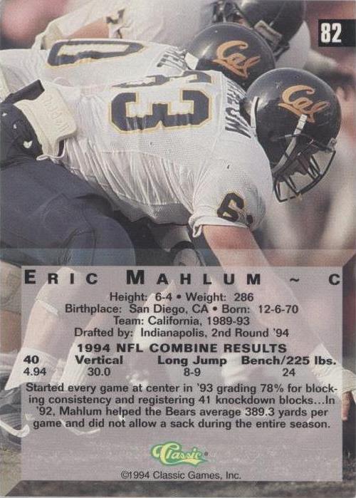1994 Classic 4 Sport Eric Mahlum #82 for sale | eBay
