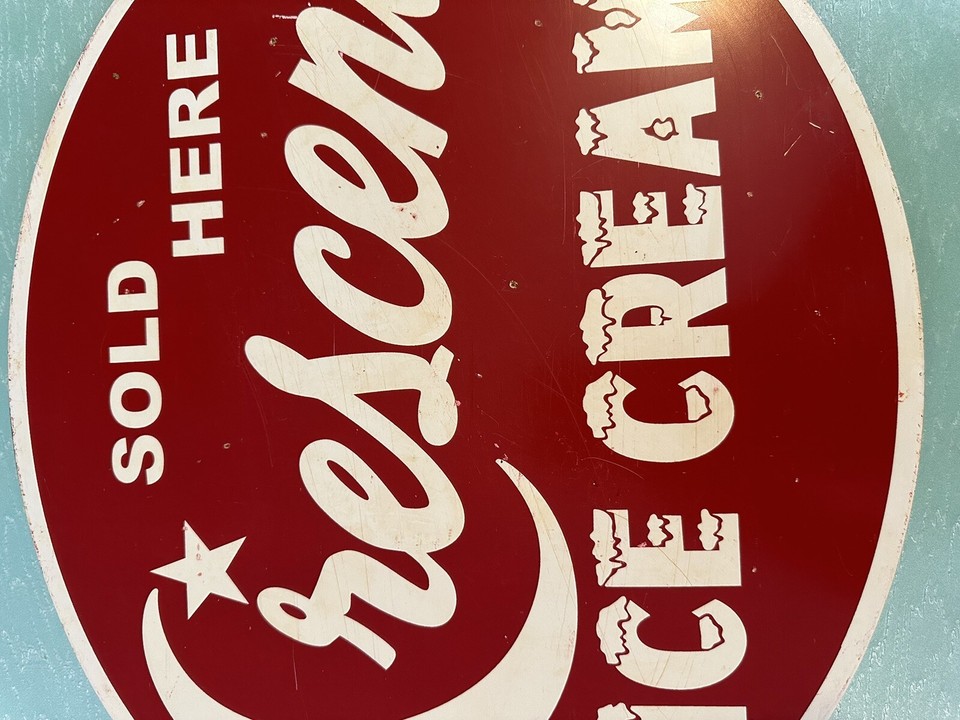 Crescent Ice Cream Dealer 2 SIded Painted Metal Flange Sign (Rare Find ...