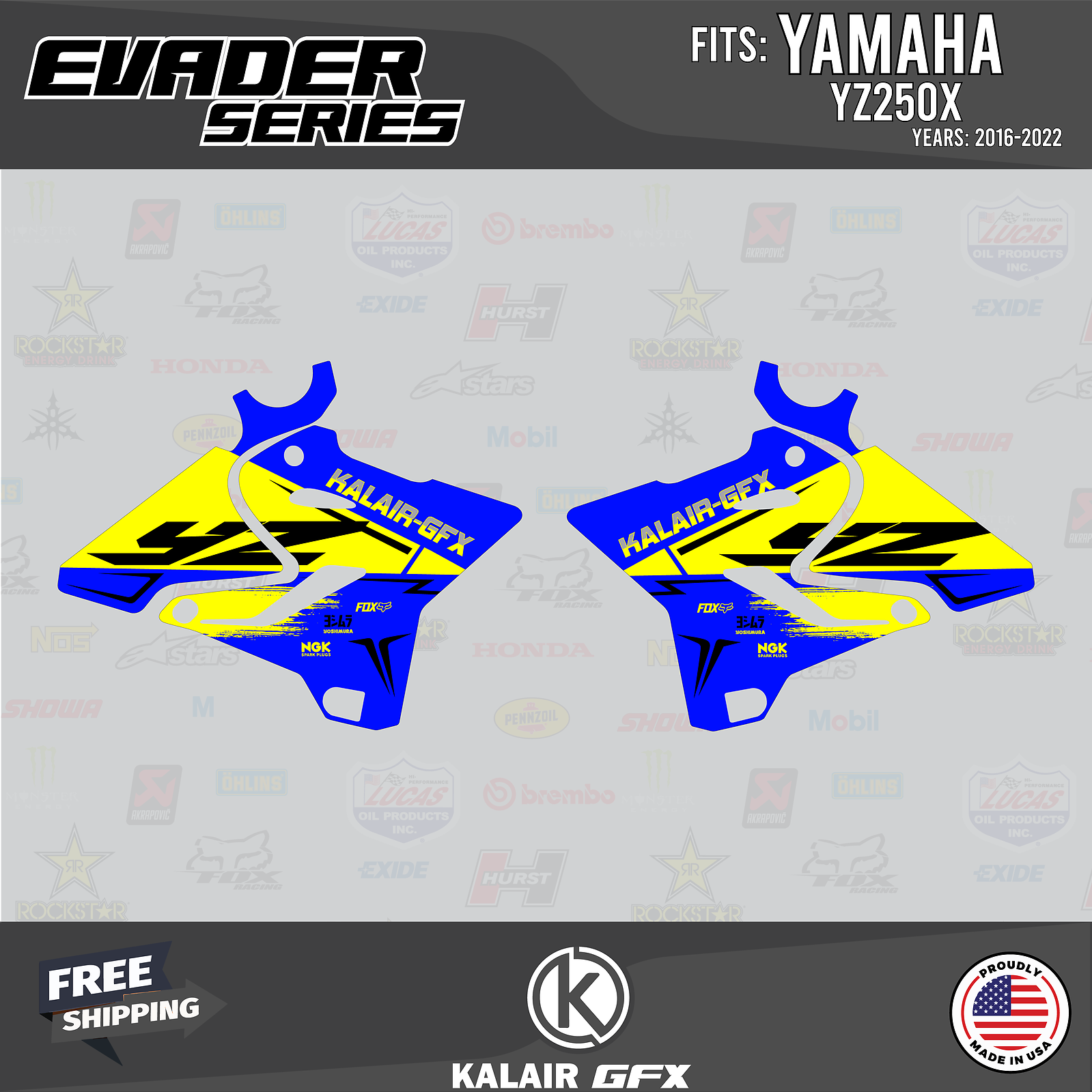 Graphics Kit for Yamaha YZ250X (2016-2022) Evader-Yellow | eBay