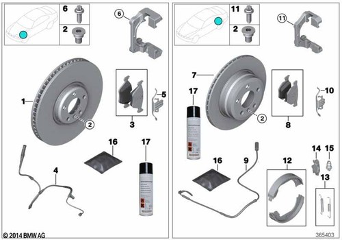 Genuine BMW F20 F21 F22 F23 F30 Repair kit brake pads asbestos ...