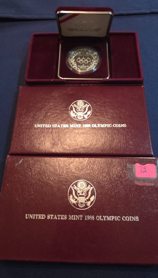 1988 S Proof Olympic US Mint Commemorative 90% Silver Dollar Coin COA w ...
