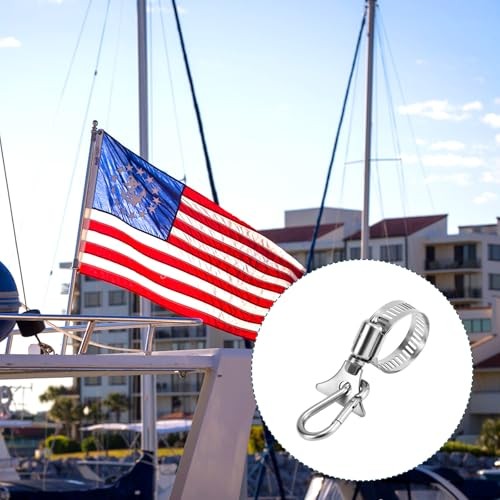 4pcs Flag Pole Rings, 0.59-1.3in Adjustable Flagpole Clips with ...