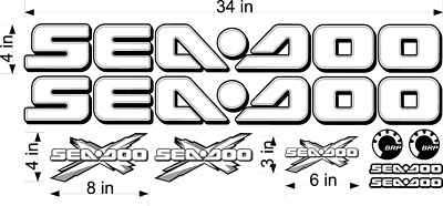 SEA-DOO X Logo / WHITE / 34" Vinyl Watercraft Replacement Decal Bonus ...
